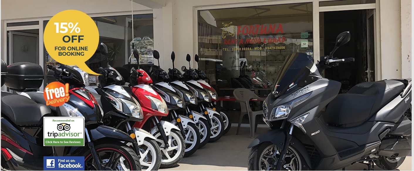 Fortuna Moto rhodes kalithea Faliraki rent a motorbike and Quad